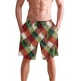 Christmas Trees on Green Red Plaids Men's Swim Trunks Beach Shorts ...