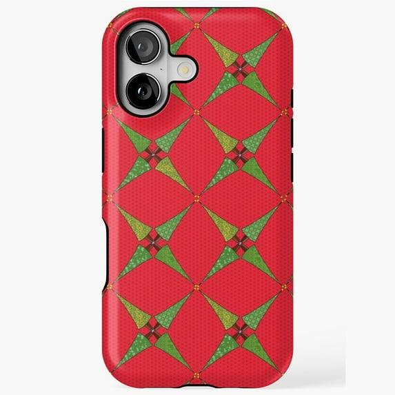 Christmas Trees on Red Holiday Decoration Pattern iPhone Case for ...