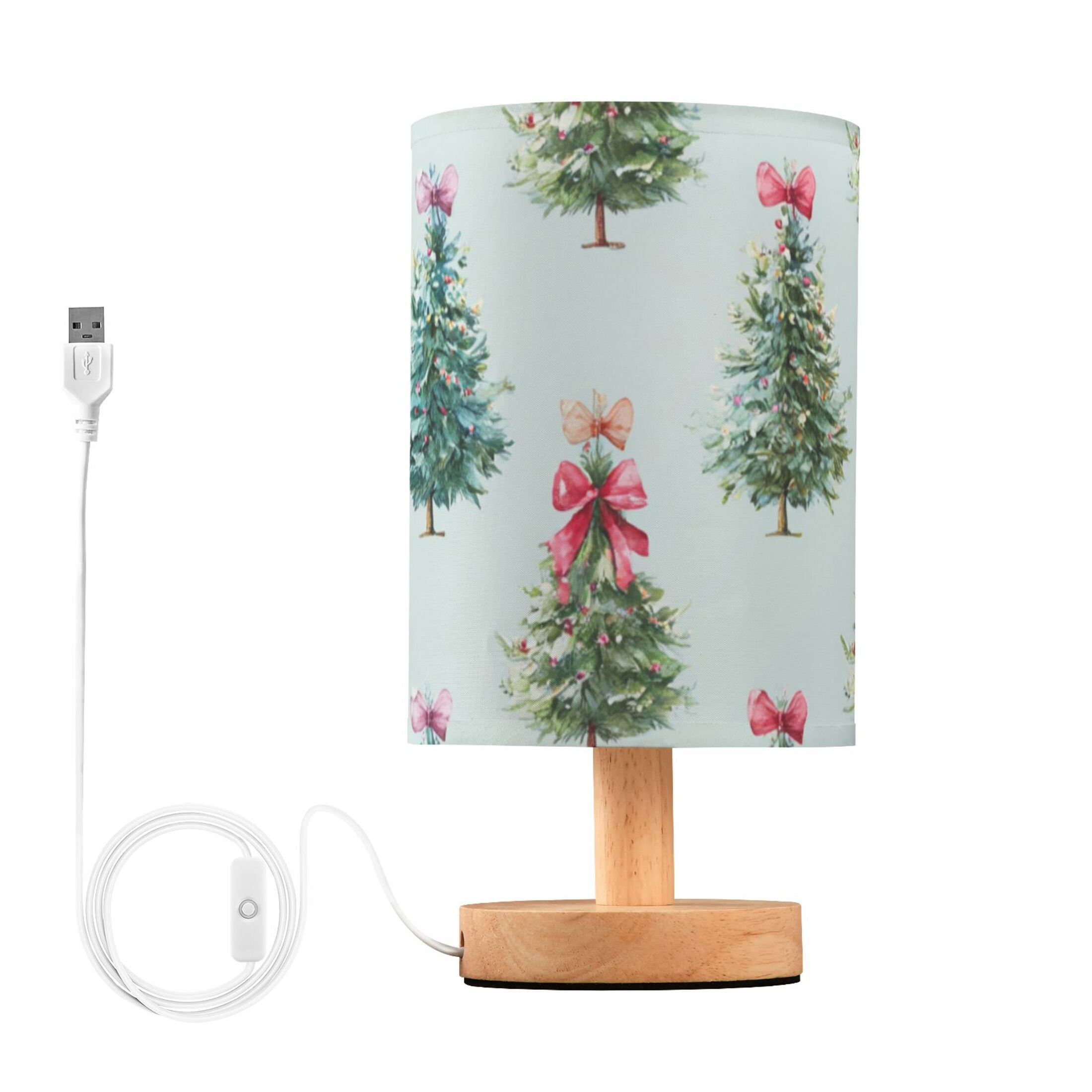 Christmas Trees with Colorful Bows Table Lamp with USB Port LED Warm ...