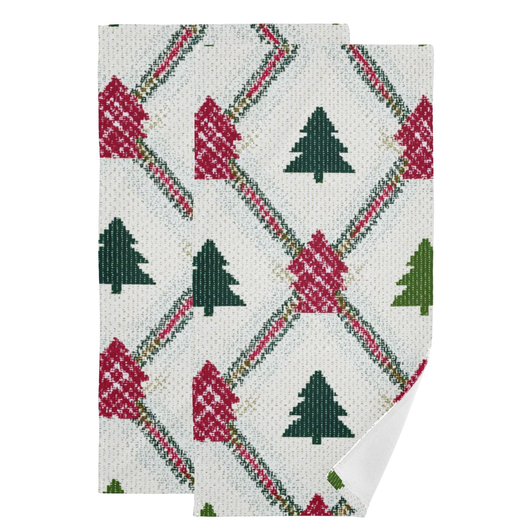 Christmas Trees with Colorful Diagonal Lines Hand Towel Absorbent Bath ...
