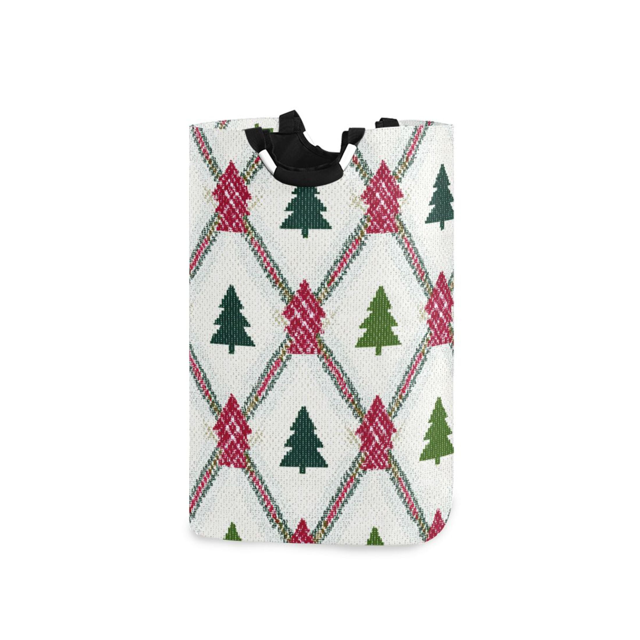 Christmas Trees with Colorful Diagonal Lines Laundry Basket with ...