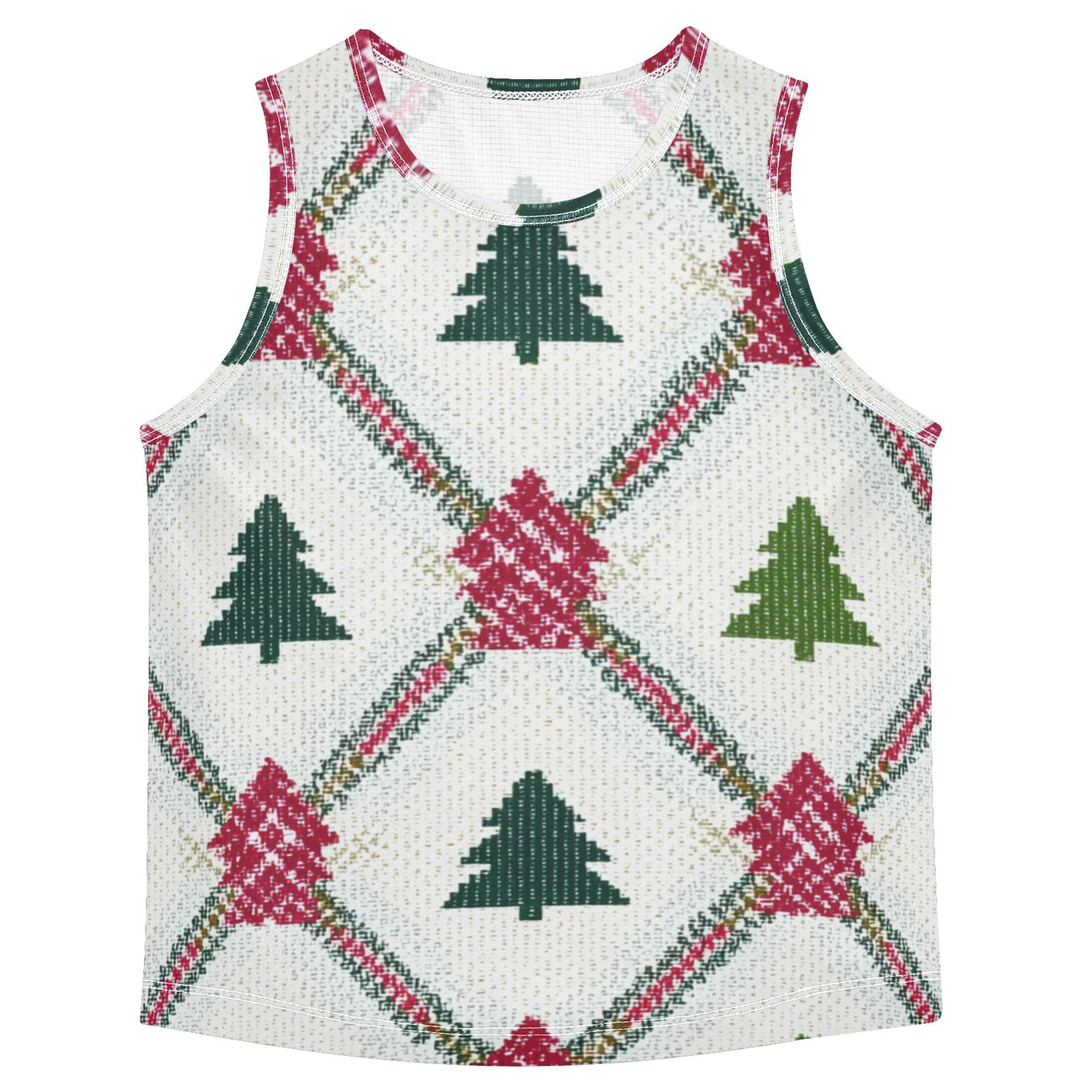 Christmas Trees with Colorful Diagonal Lines Vest Undershirt Tank Top ...