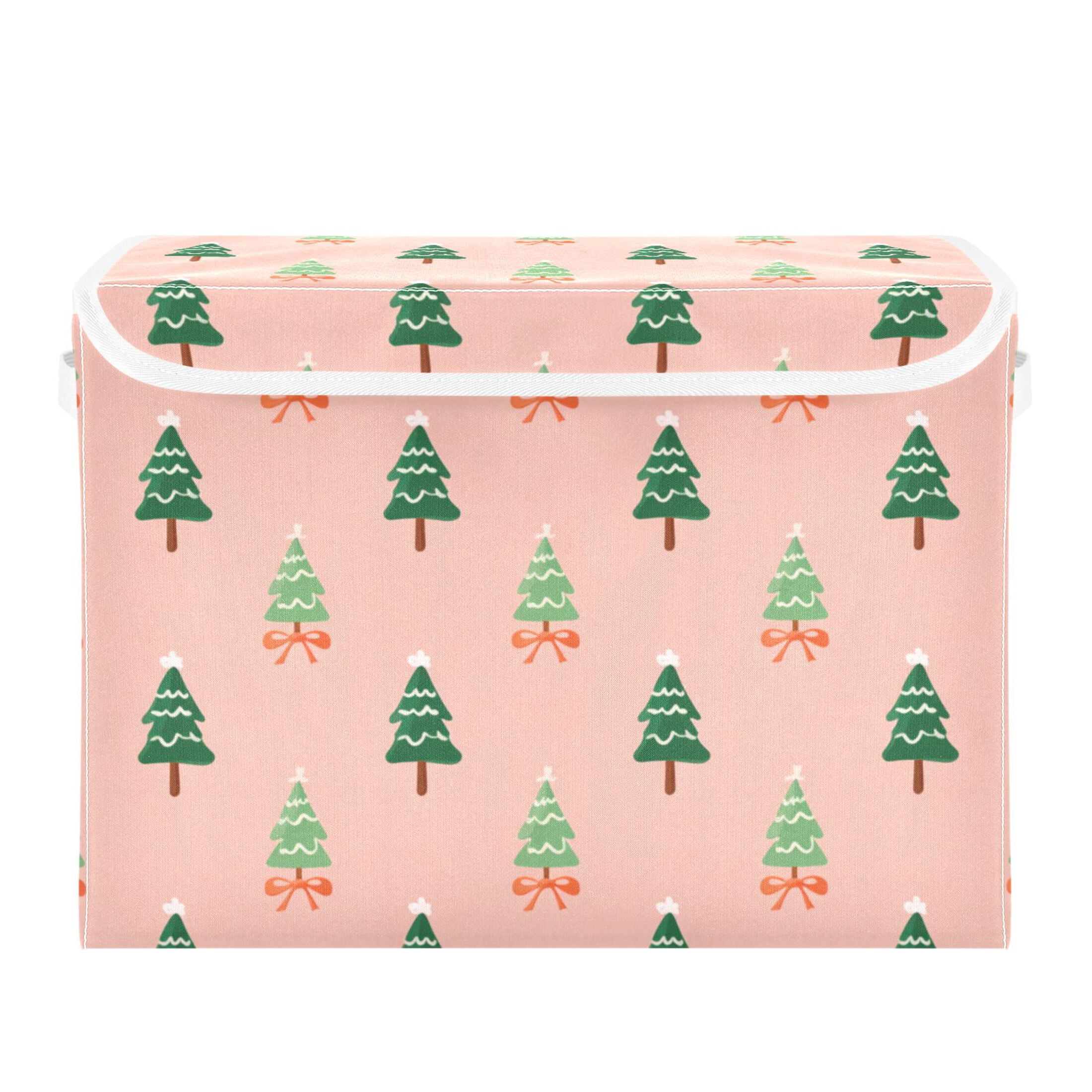 Christmas Trees with Orange Bows Foldable Storage Bins with Lids ...