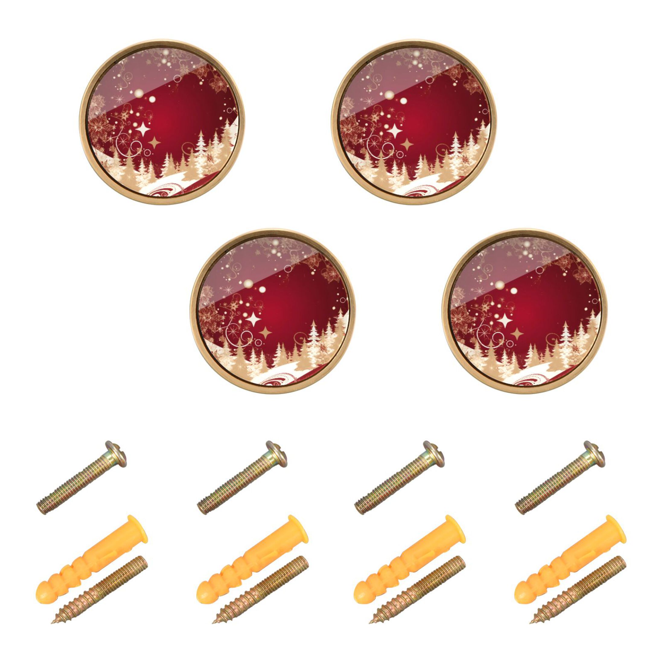 Christmas Trees with Stars Cabinet Knobs Kitchen Drawers Knobs Door ...