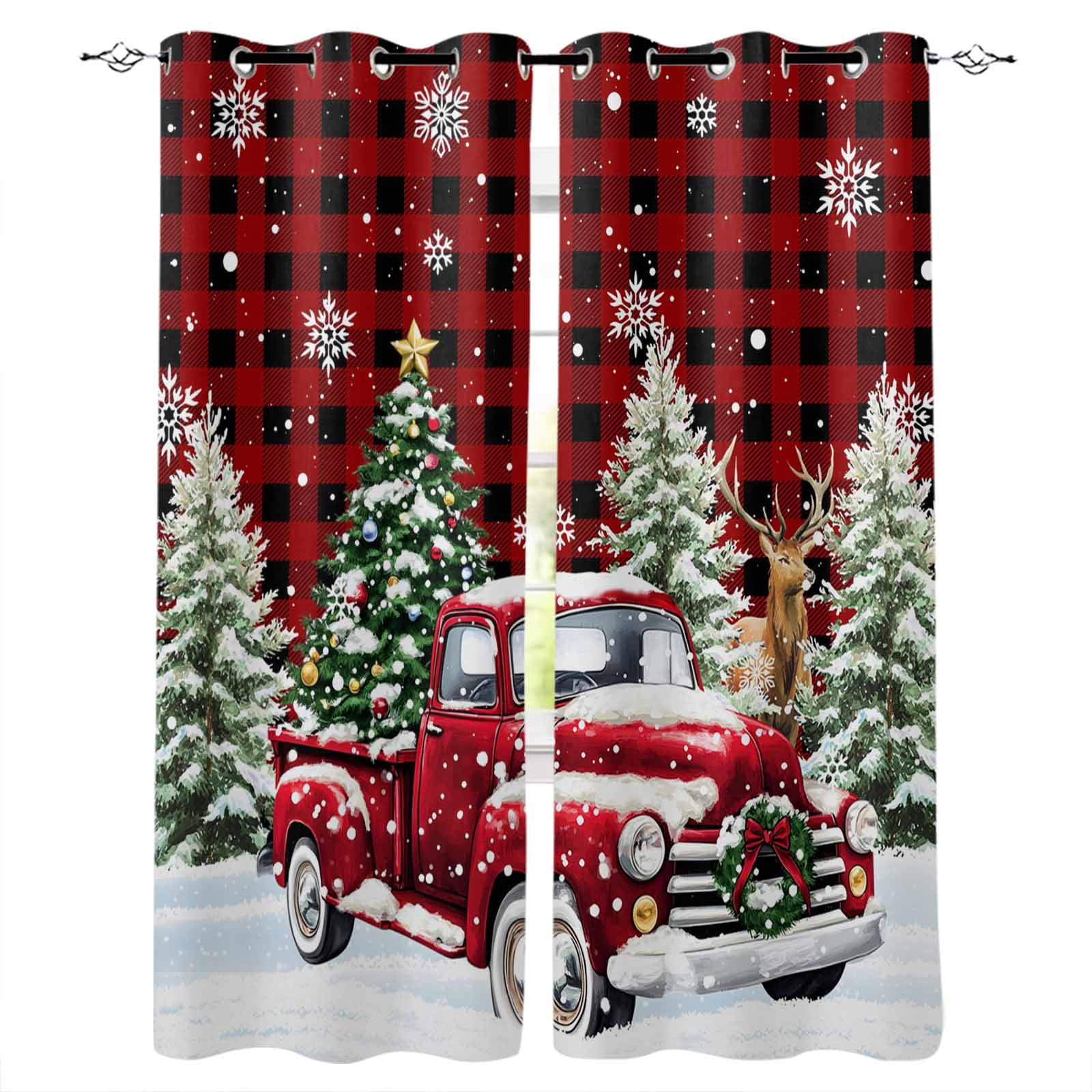 Christmas Truck Blackout Curtains for Bedroom/Living Room, Thermal ...