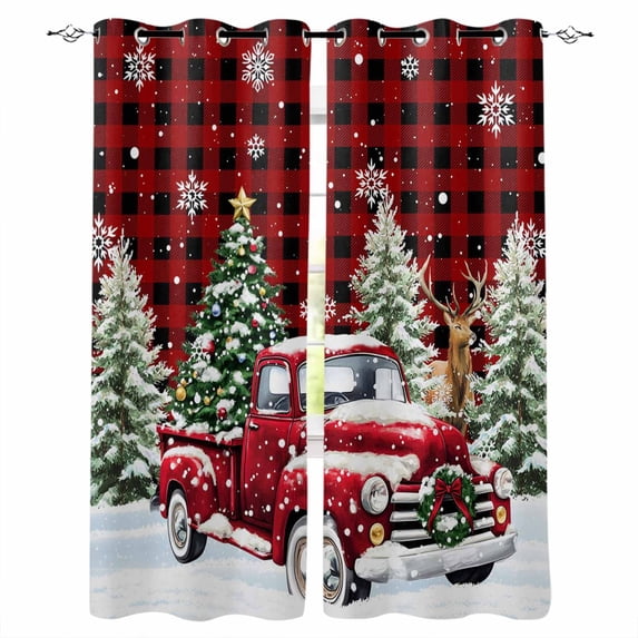 Christmas Truck Blackout Curtains for Bedroom/Living Room, Thermal ...
