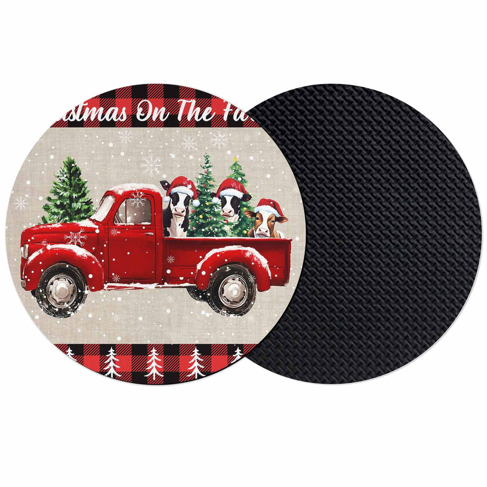 Christmas Truck Coasters Set of 2, Absorbent Coasters for Drinks, Xmas ...