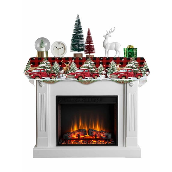 Christmas Truck Mantel Scarf Fireplace Decorations for Living Room ...