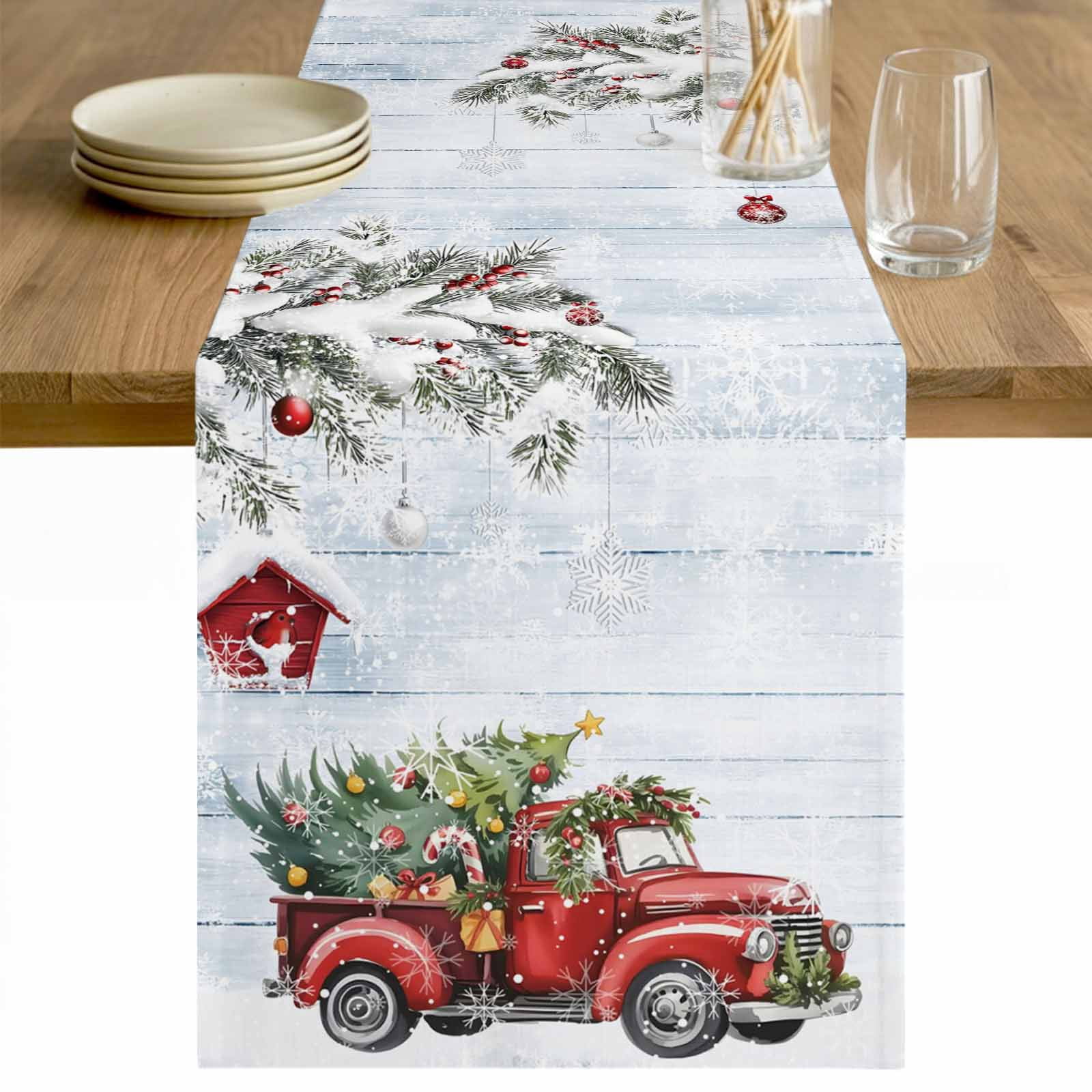 Christmas Truck Table Runner 72 Inches Long Farmhouse Dress Scarves ...