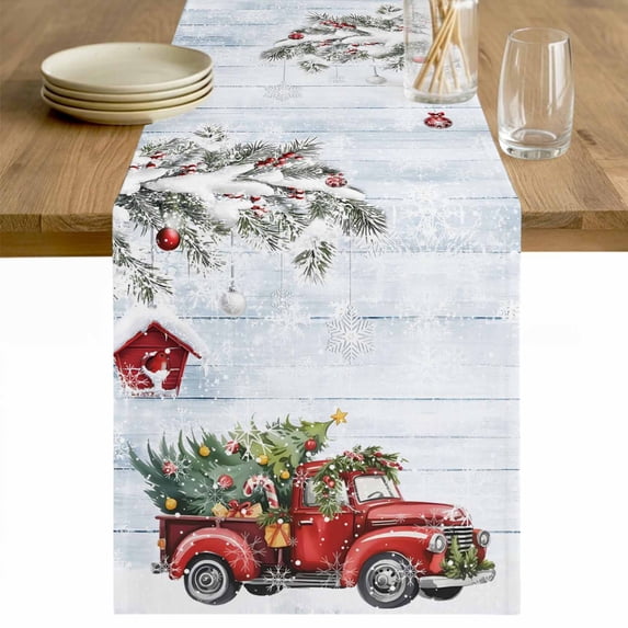 Christmas Truck Table Runner 72 Inches Long Farmhouse Dress Scarves ...