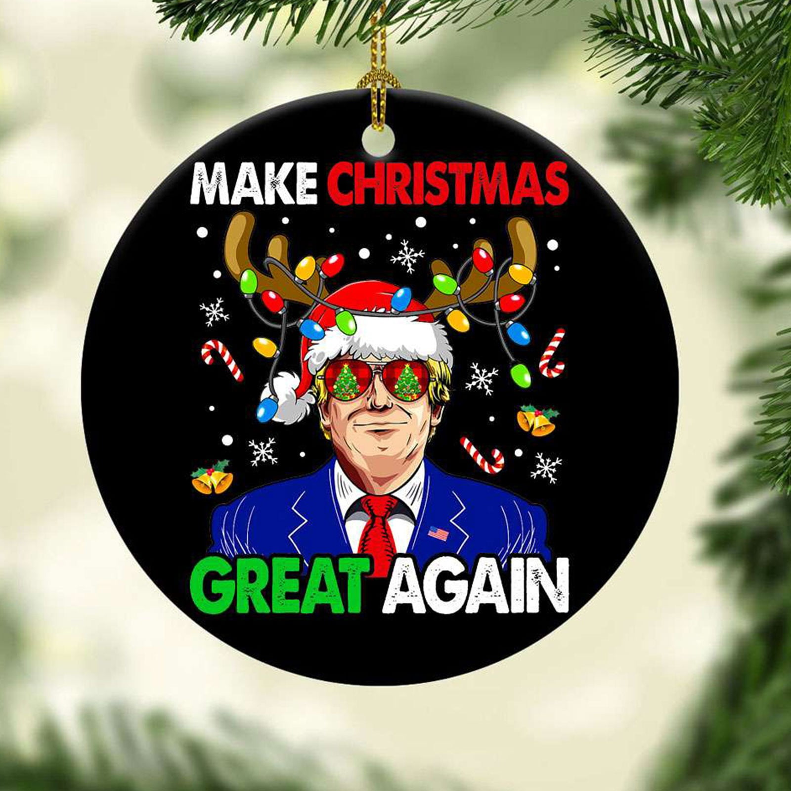 Christmas Trump Ornaments 2024, Double-Sided Xmas Hanging Tree ...