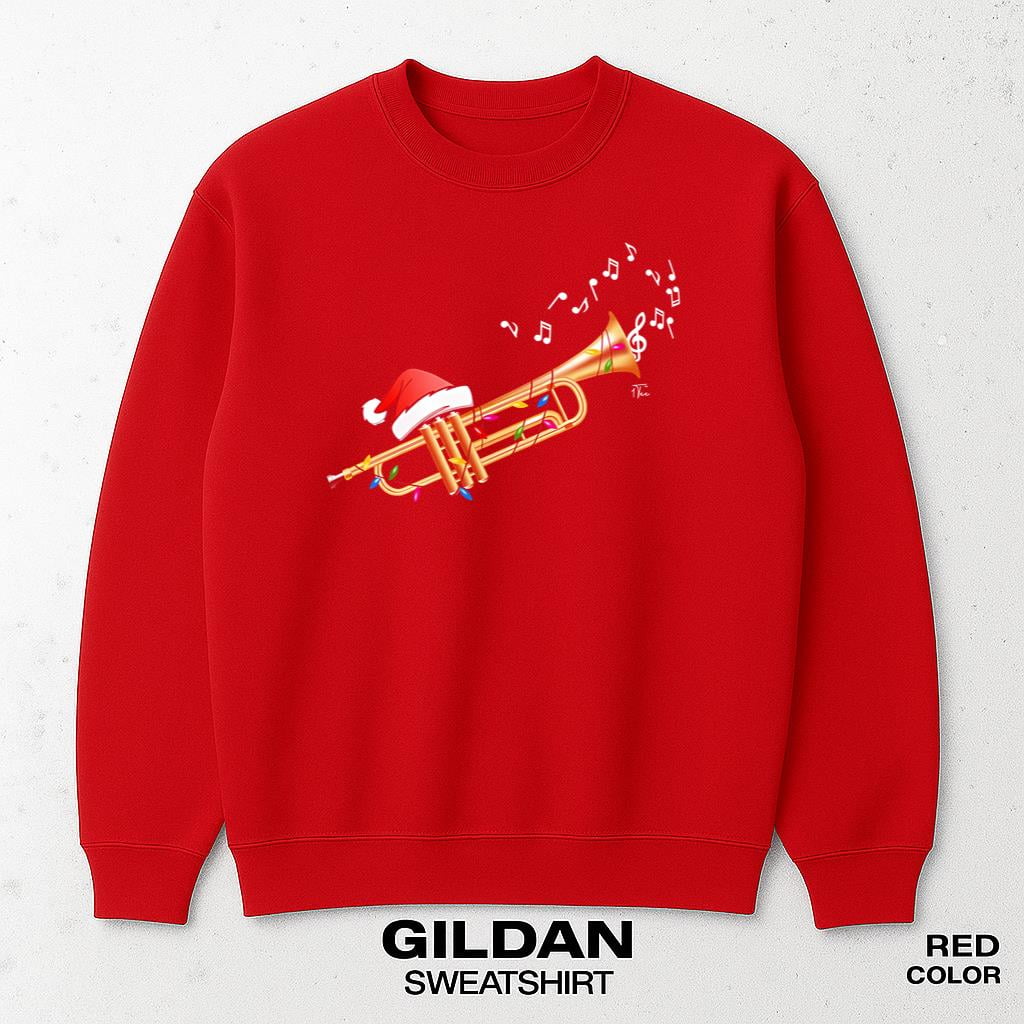Christmas Trumpet Music Holiday Instrument Graphic Art Style Gift ...