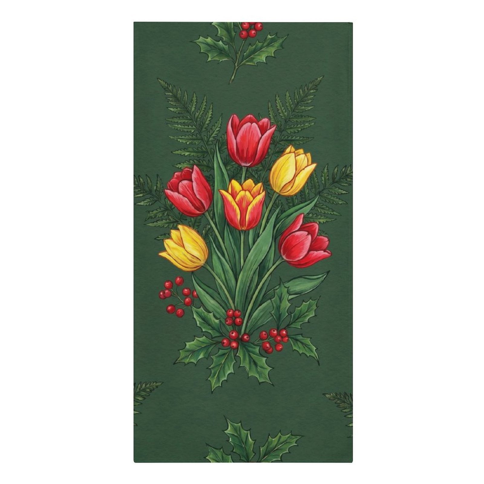 Christmas Tulip Holly Berry Soft Beach Towel 61"x30" Travel Towel Big ...