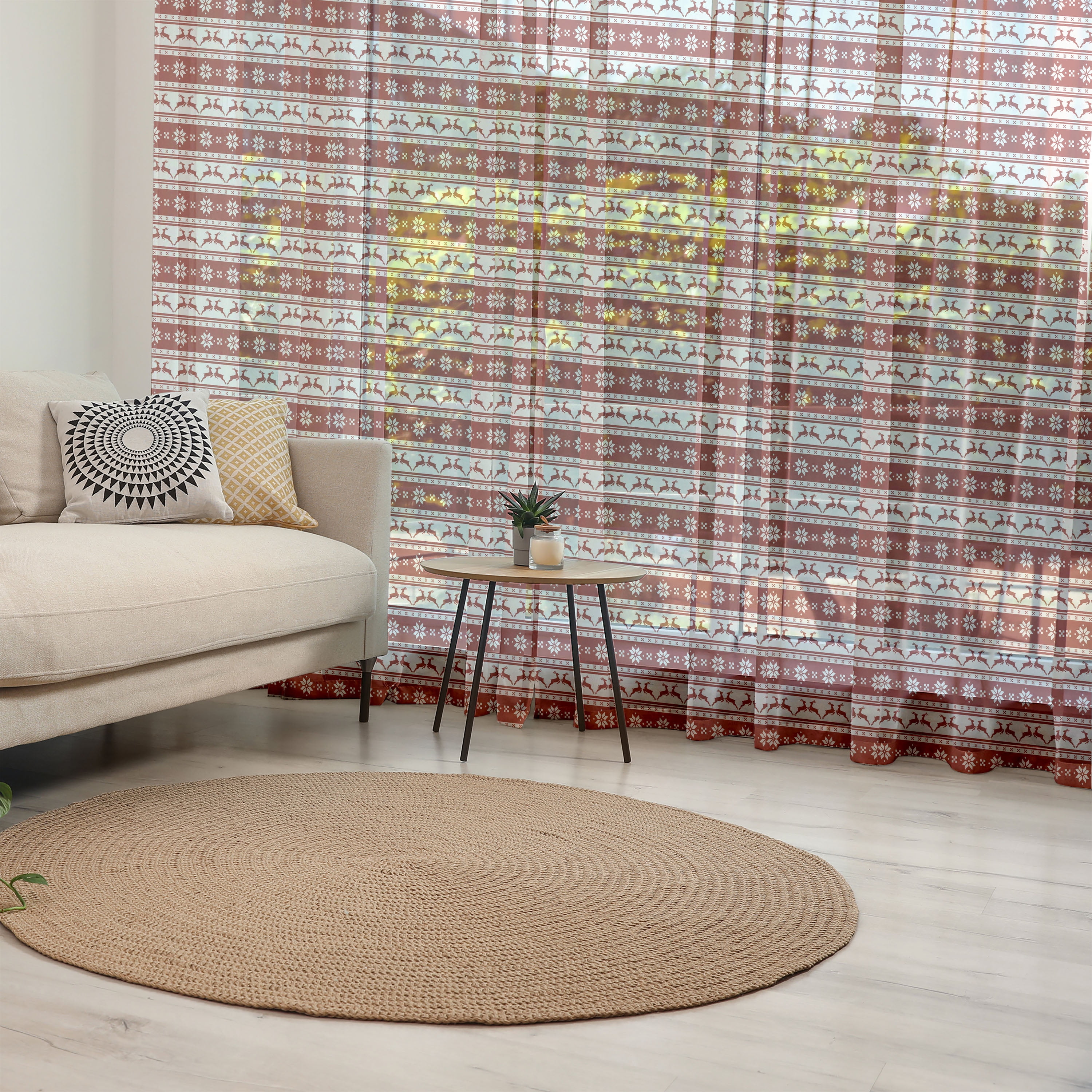 Christmas Tulle Curtains with Rod Pocket, Norwegian Scandinavian ...