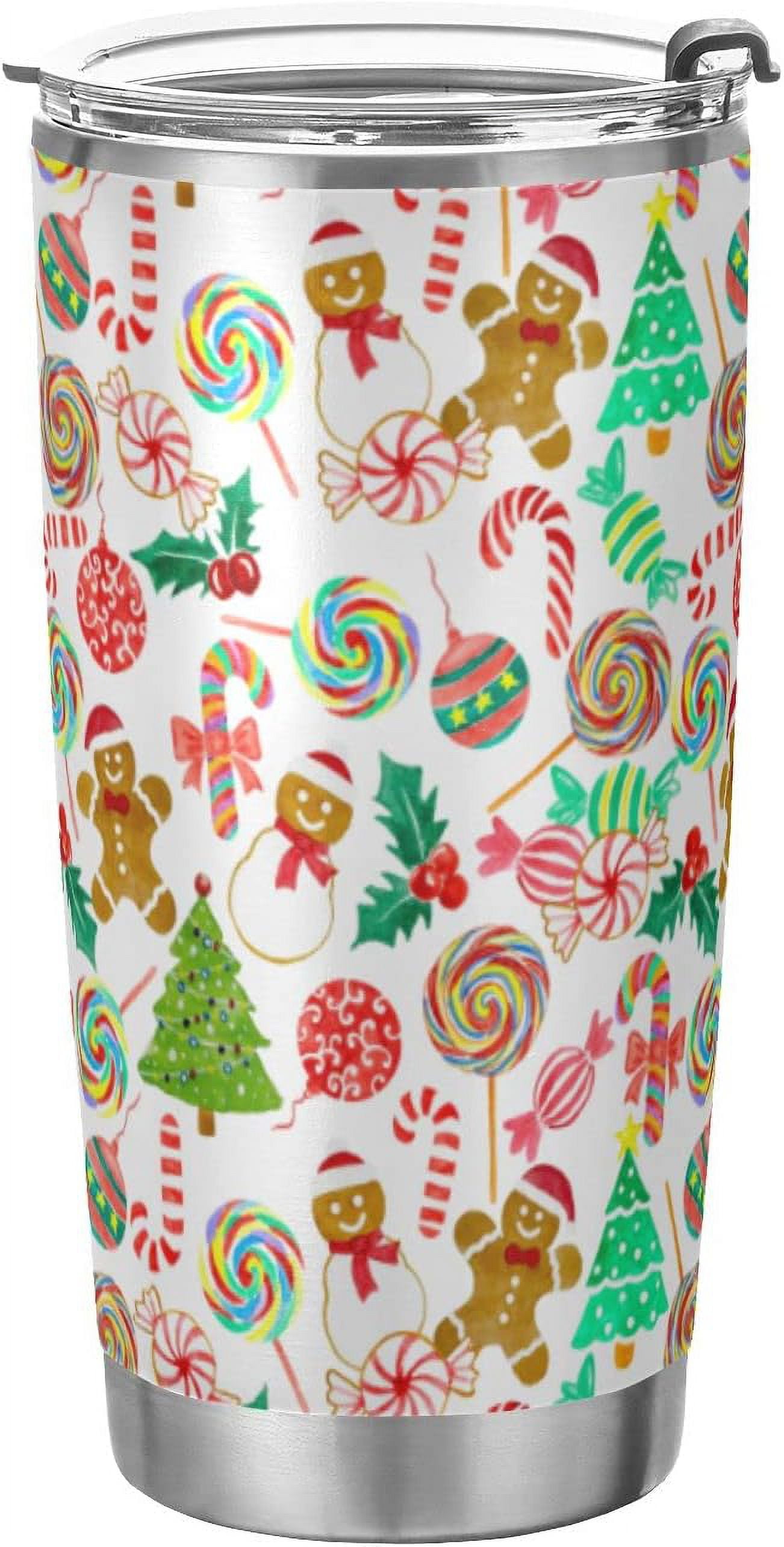 Christmas Tumbler Candy Cane Lollipop Gingerbread Insulated Coffee Cup ...