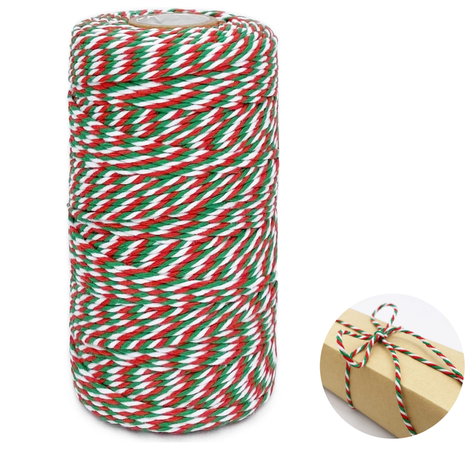 Christmas Twine String, 2mm Green Red and White Bakers Twine String ...