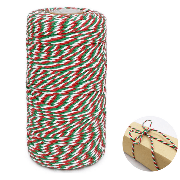 Christmas Twine String, 2mm Green Red and White Bakers Twine String ...