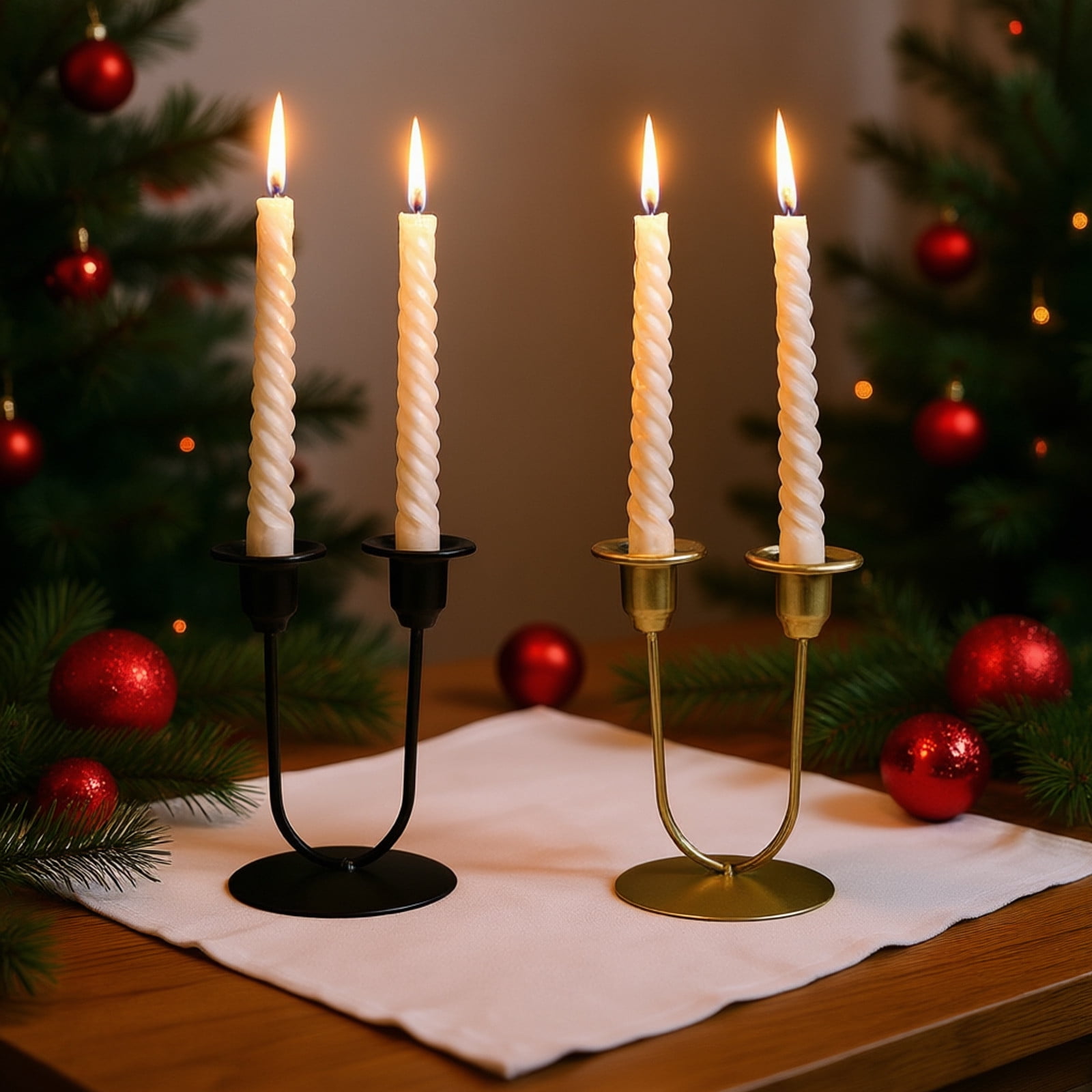 Christmas U-Shaped 2-Headed Bent Candlestick - Romantic Table Decor for ...