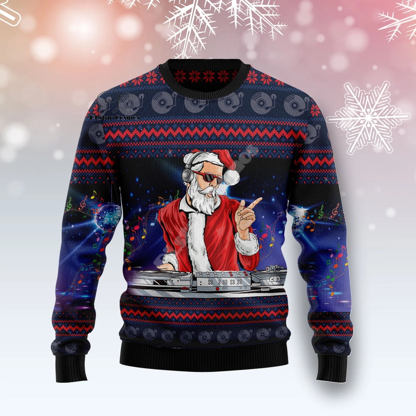 Christmas Ugly Knitted Sweater Xmas Santa Claus Animal Colorful Tattoo ...