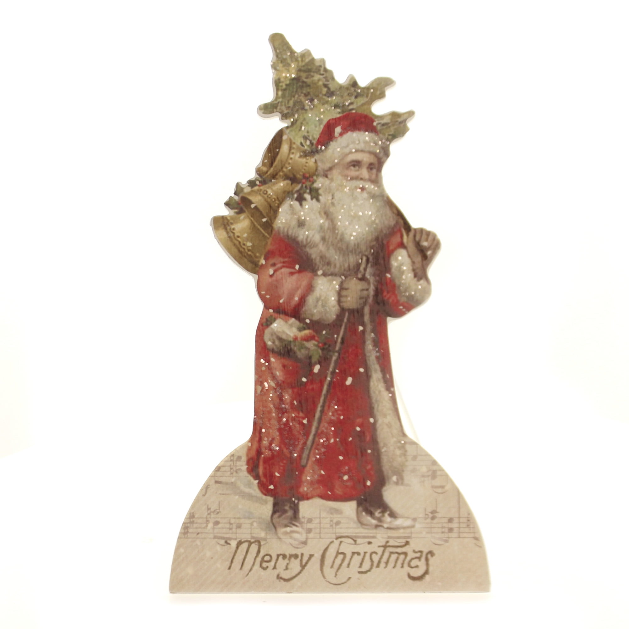 Christmas Vintage Santa Dummy Board Wood Winter Snow Forest Tree Rl7347 ...