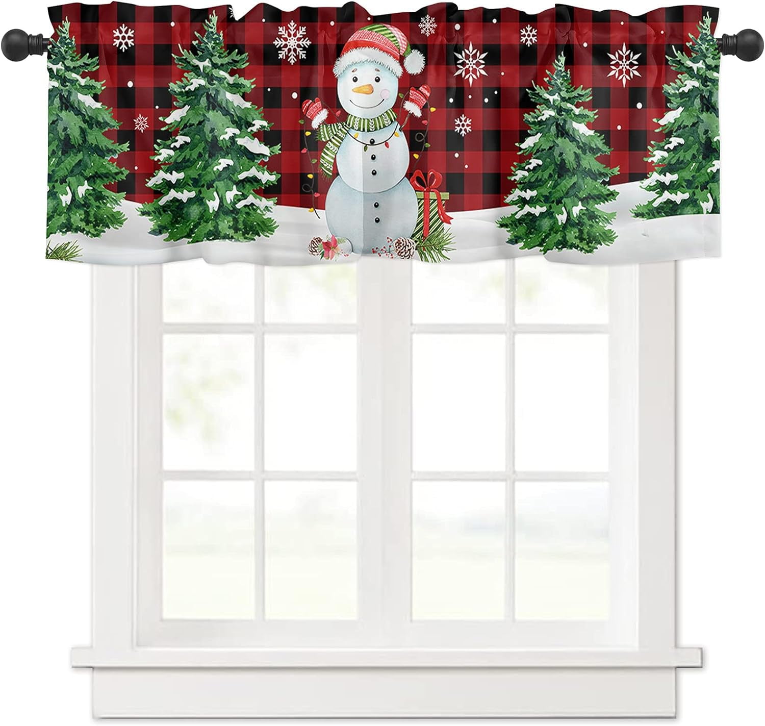 Christmas Valance Curtain for Kitchen,Merry Christmas Tree Snowman ...
