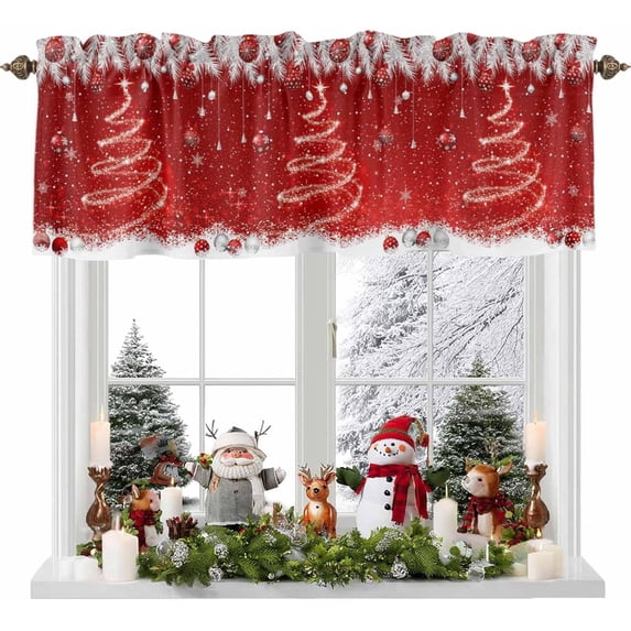 Christmas Valance Curtain Rod Pocket for Kitchen Living Room Bathroom ...