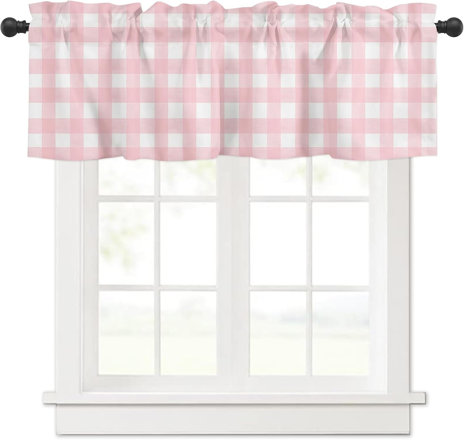 Christmas Valance Curtains for Kitchen Windows Rustic Pink White ...