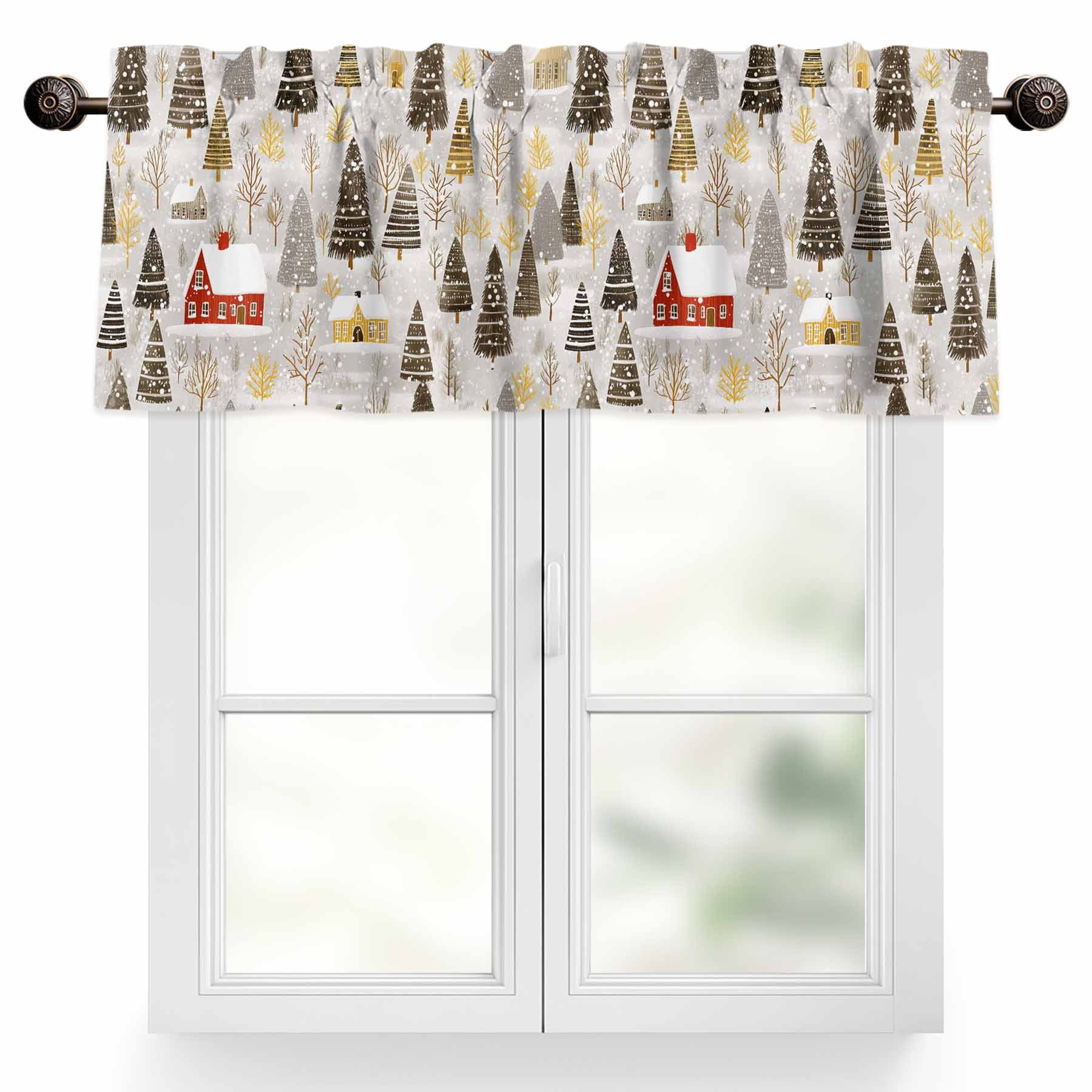 Christmas Valances for Windows, 60 x 18in, Winter Abstract Christmas ...