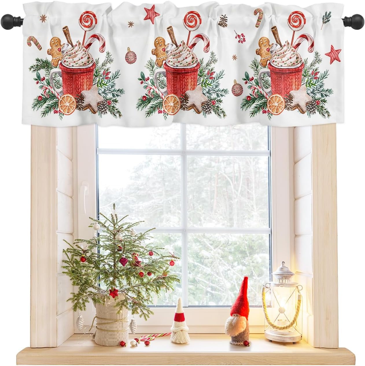 Christmas Valances for Windows Gingerbread Candy Cane Christmas Kitchen ...