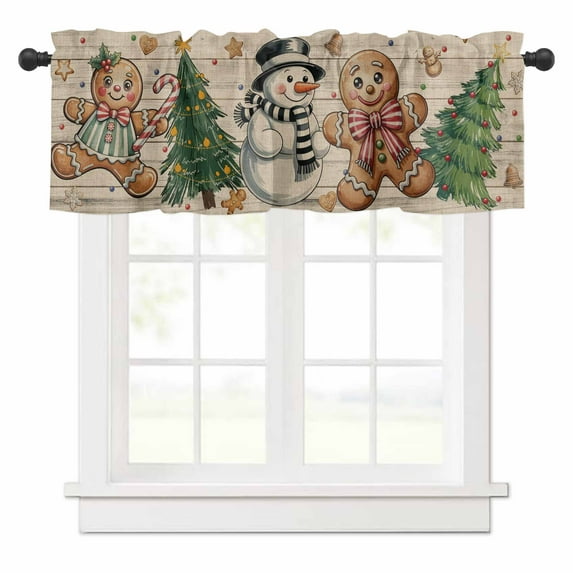 Christmas Valances for Windows Gingerbread Man Snowman Xmas Tree Star ...