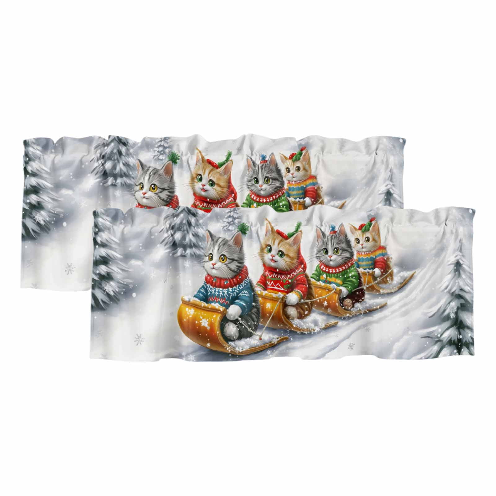 Christmas Valances for Windows, Light Filtering Kitchen Curtain ...