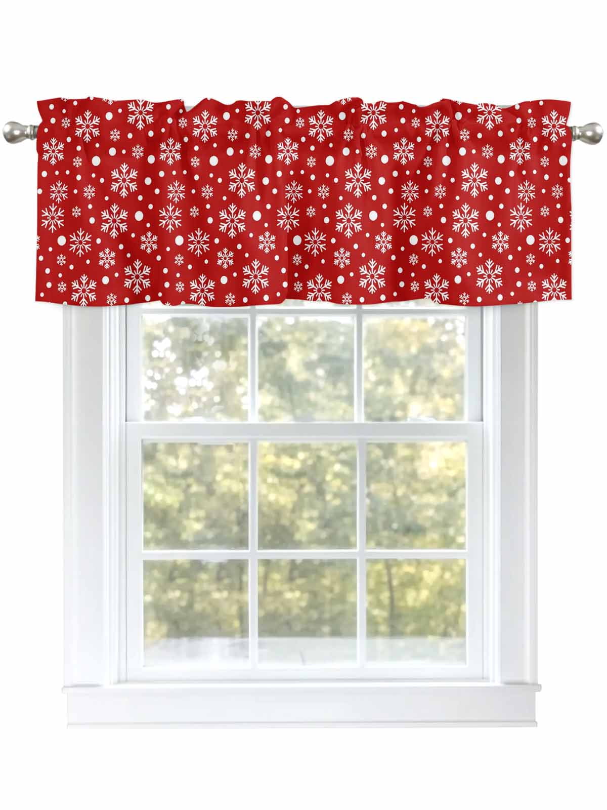 Christmas Valances for Windows Winter Snowflake Modern Classic Red ...