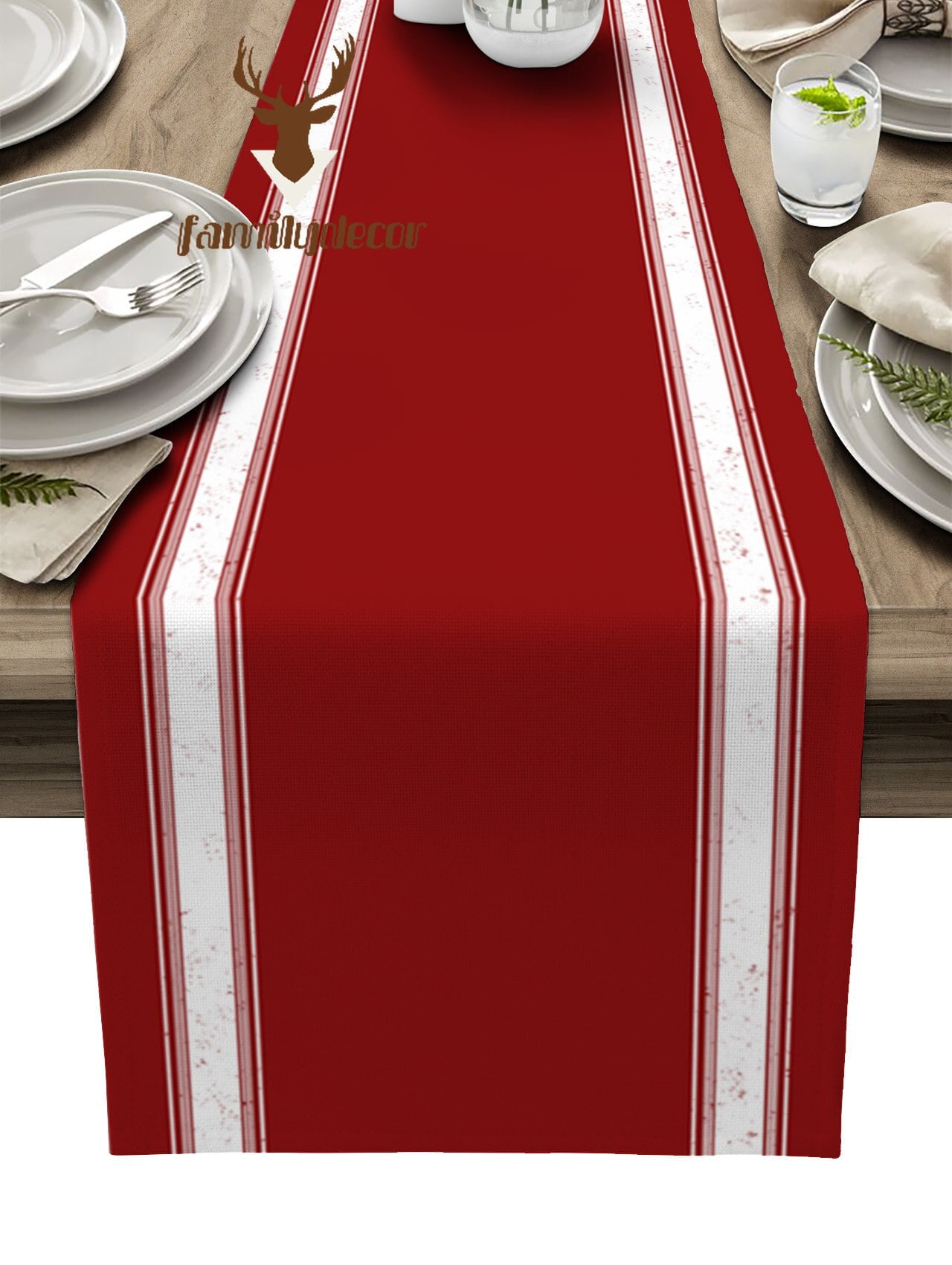 Christmas Valentine Red Stripes Farm Festival Table Runner Kitchen ...