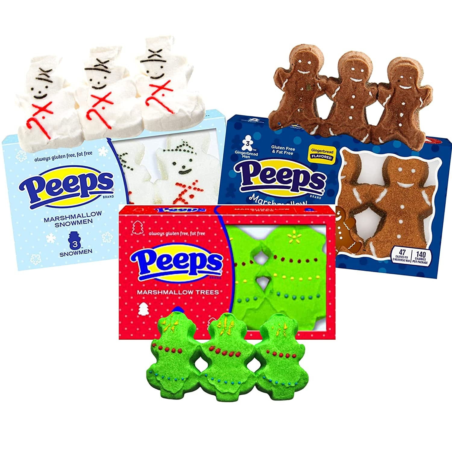 Christmas Variety Pack Peeps with Snow Men, Trees, and Gingerbread Men ...
