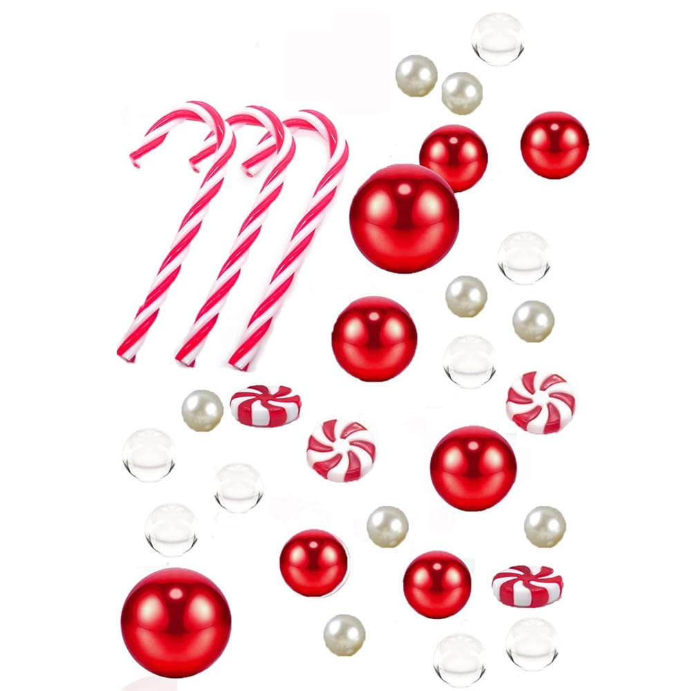 Christmas Vase Filler Red White Floating Pearls Vase Filler Clear Water ...
