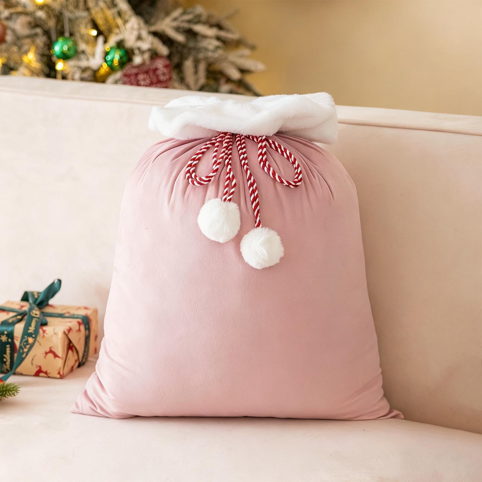 Christmas Velvet Santa Bags with Drawstring Large Christmas Bags Santa ...