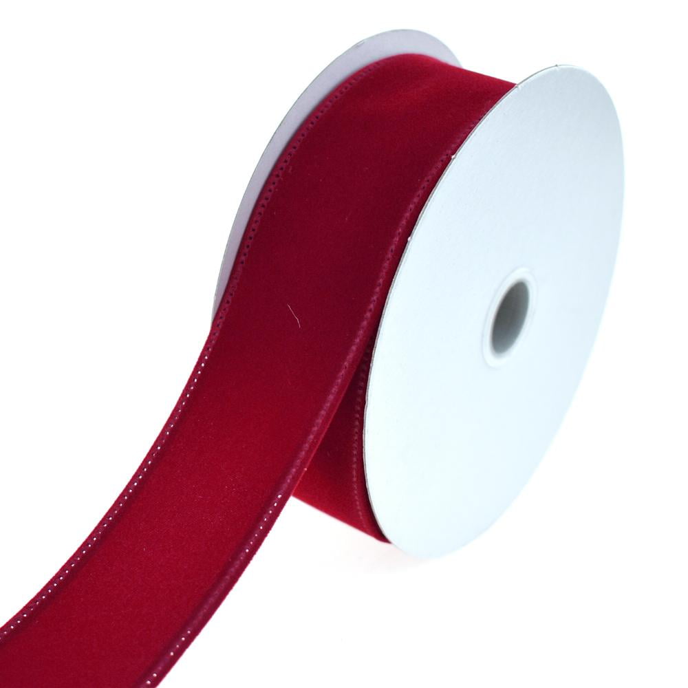Christmas Velvet Wired Edge Ribbon, 1-1/2-Inch, 10-Yard, Dark Red ...