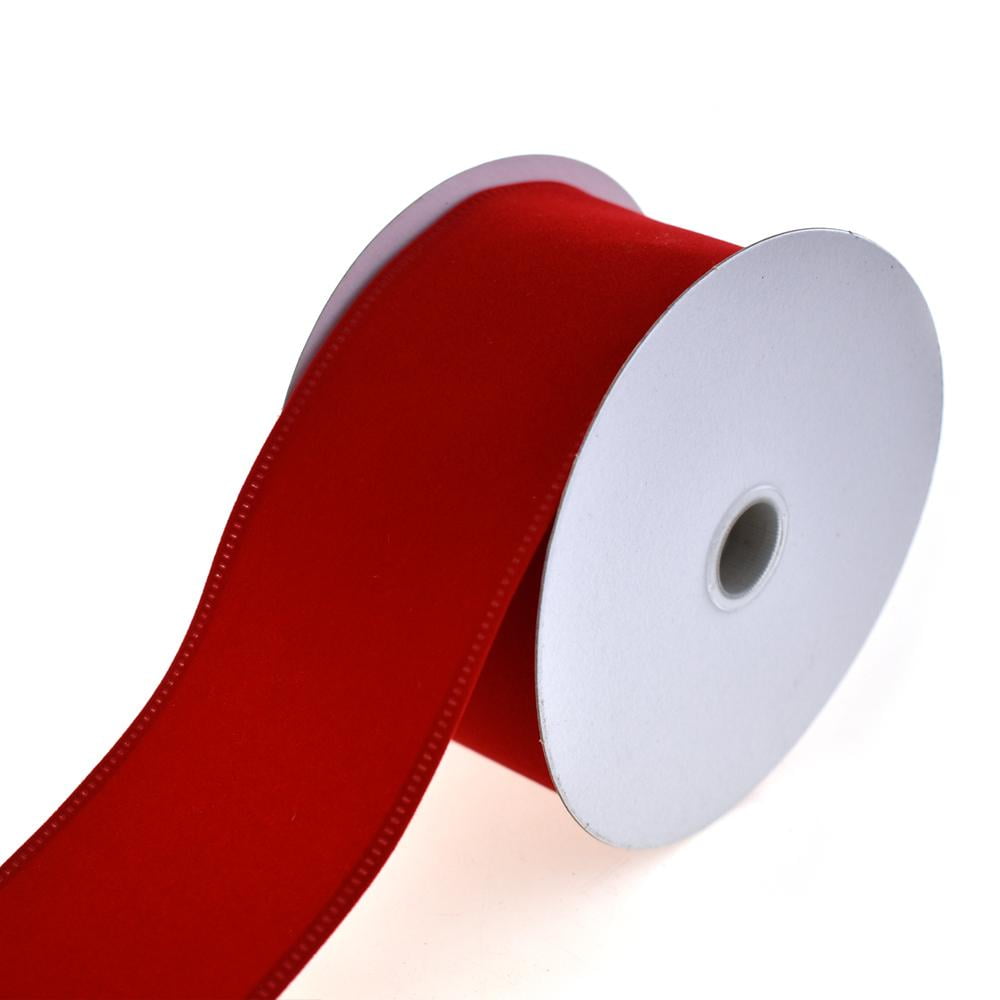 Walmart Bright Red Christmas Velvet Wired Edge Ribbon, 2-1/2-Inch, 10 ...