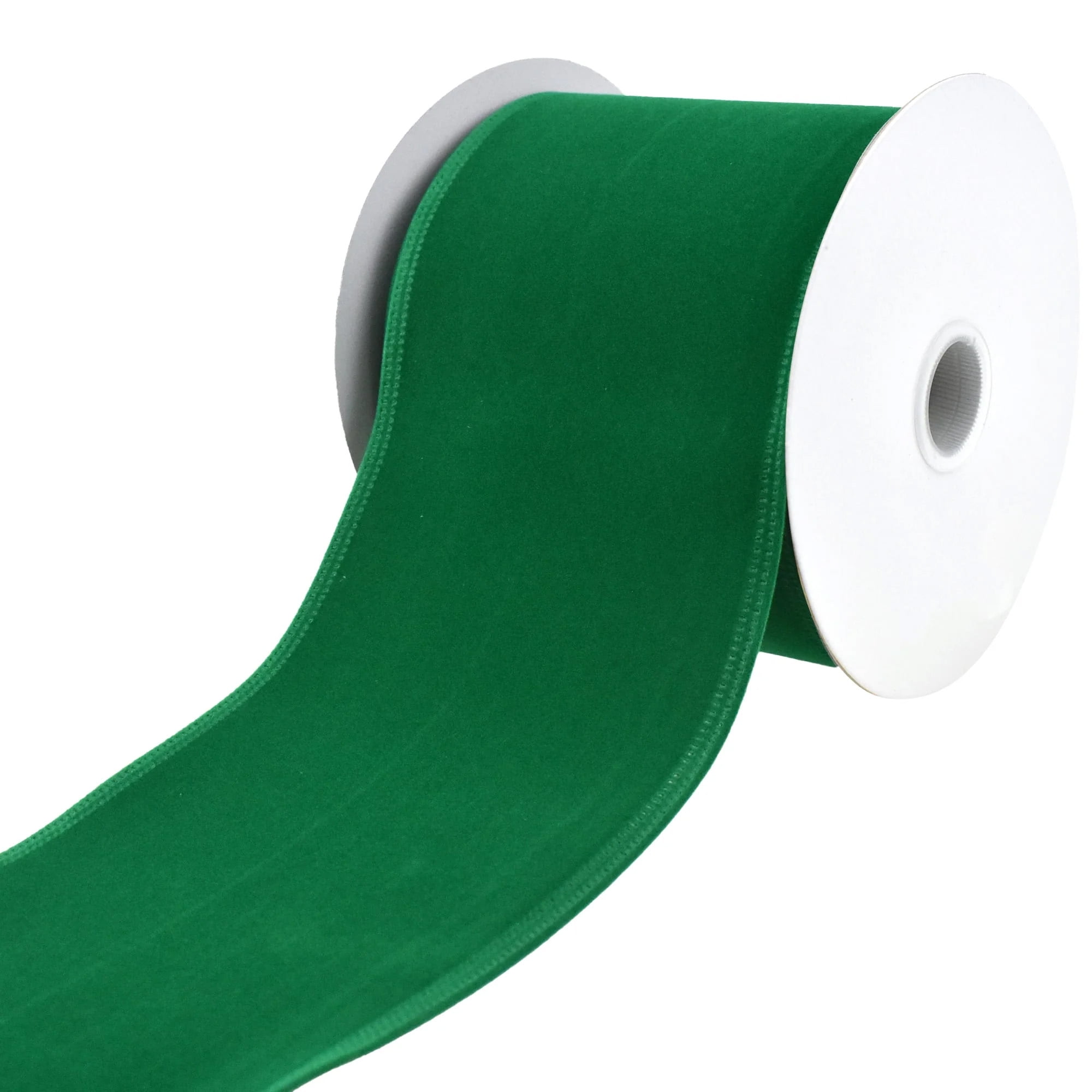 Christmas Velvet Wired Edge Ribbon, 4-Inch, 10-Yard - Emerald Green ...
