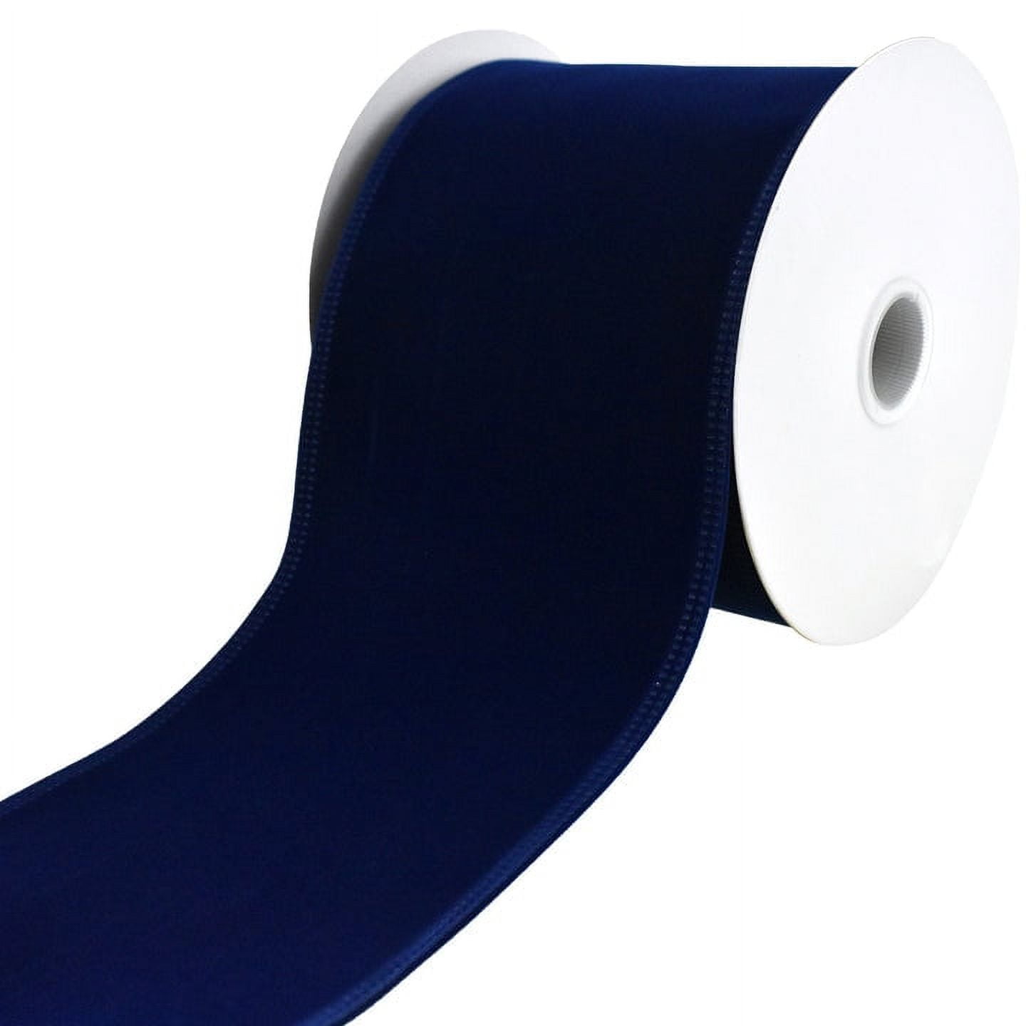 Christmas Velvet Wired Edge Ribbon, 4-inch, 10-yard, Cobalt Blue ...