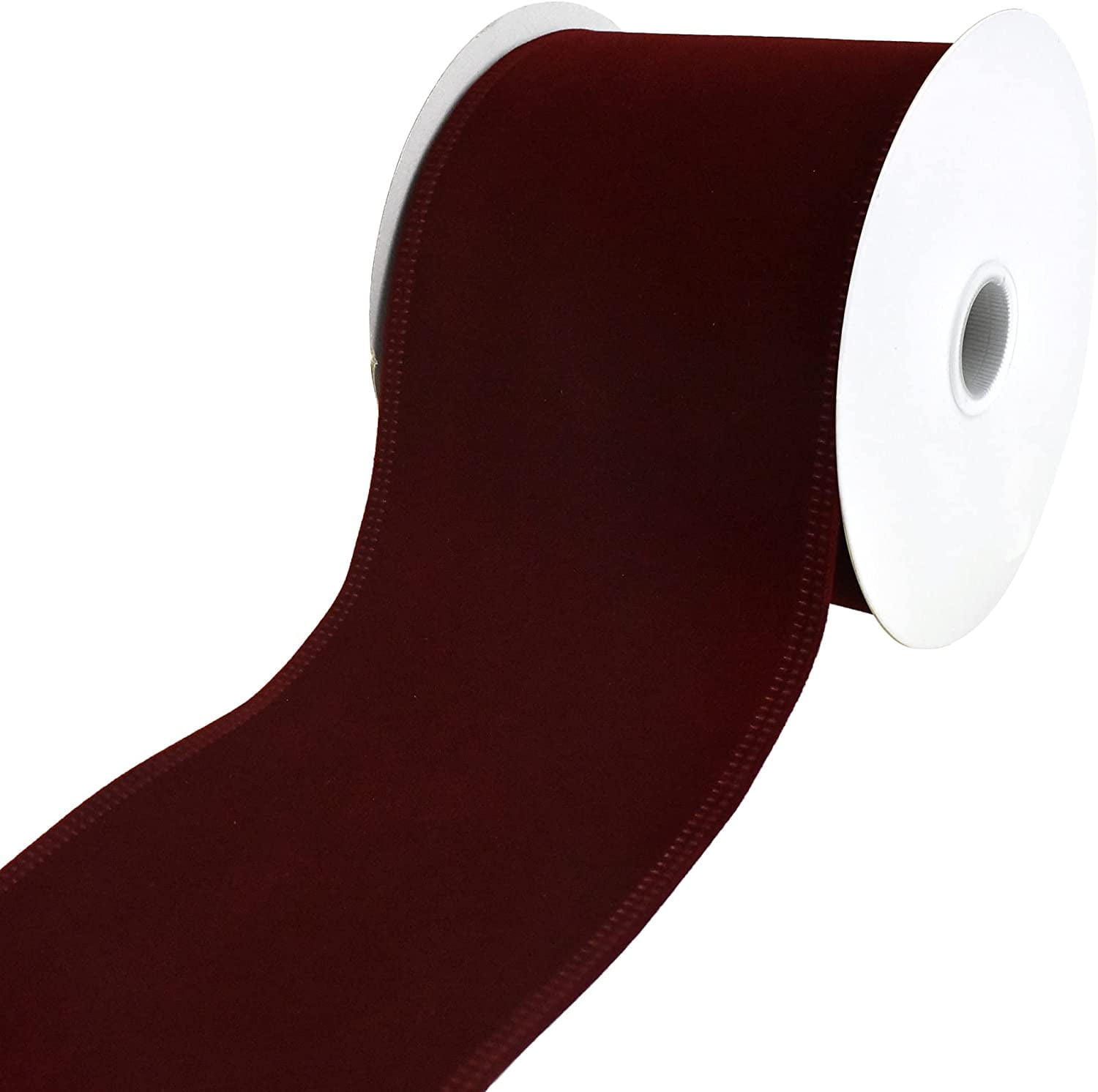 Christmas Velvet Wired Ribbon, 4-Inch, 10-Yard - Burgundy - Walmart.com