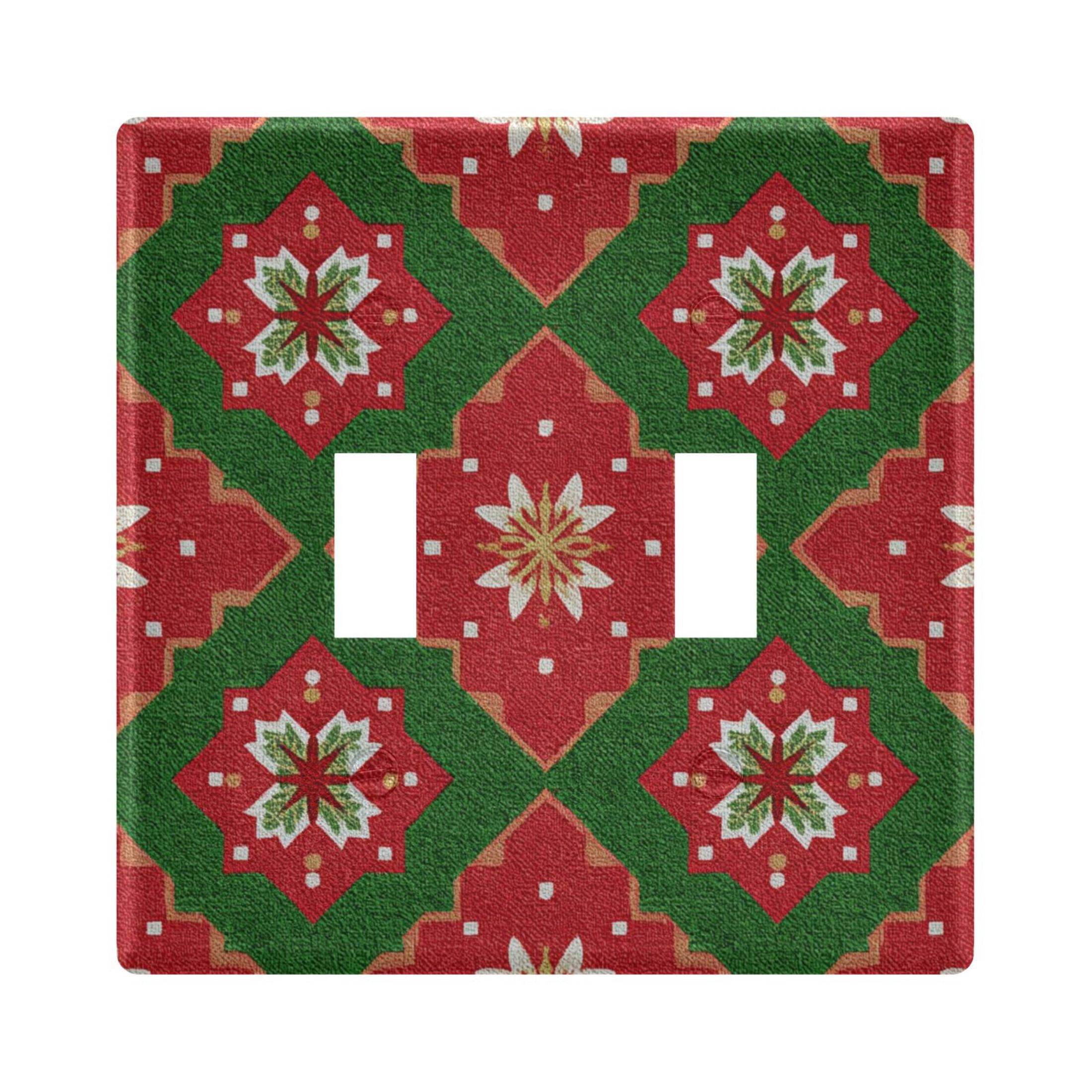 Christmas Vibrant Red Green Geometrical Patterns Light Switch Cover ...