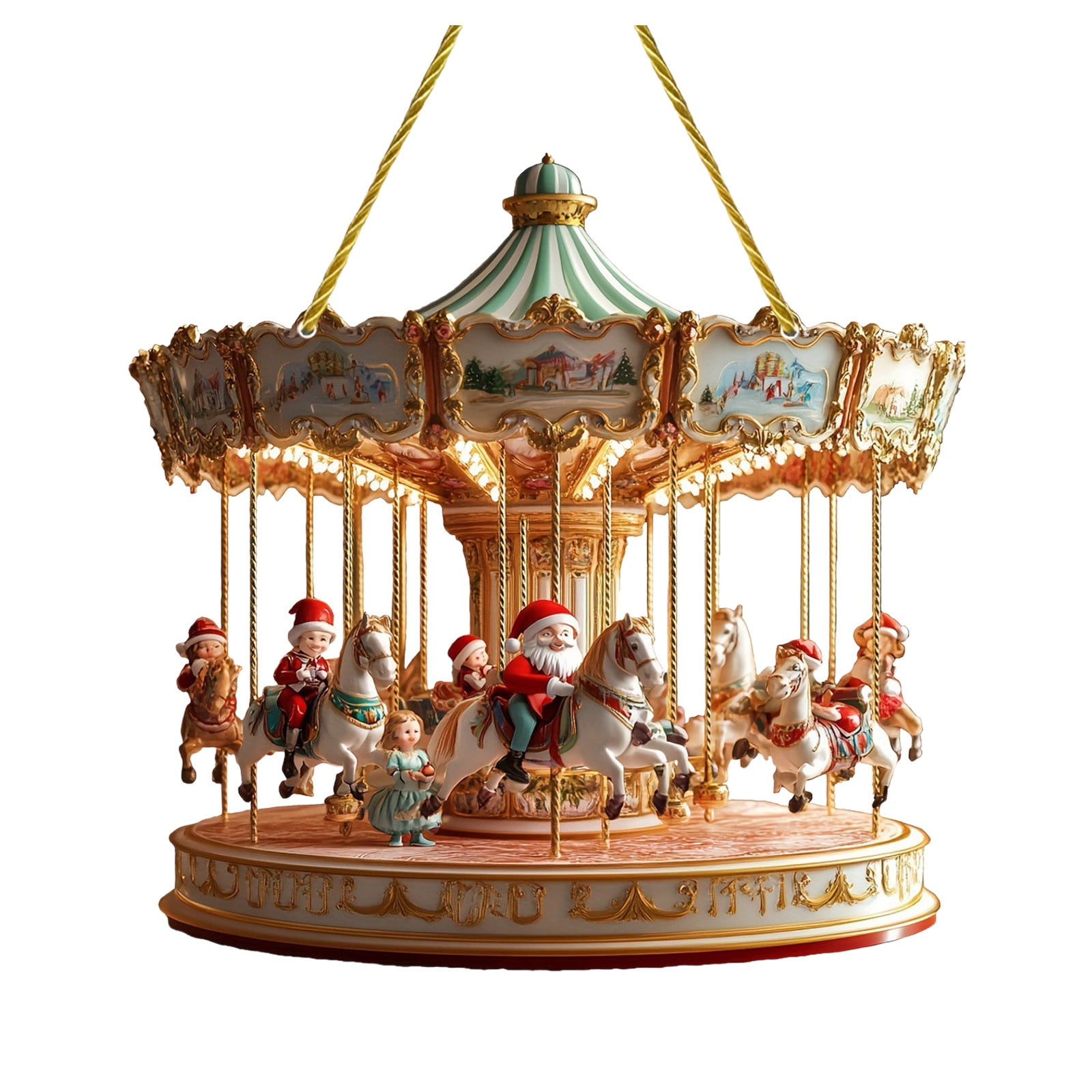 Christmas Village Carousel, 10 in, Acrylic Materials, Santa Acrylic ...