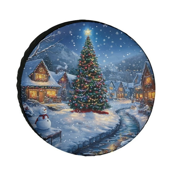 Christmas Village Christmas Scene Camping Spare Tire Cover Winter ...