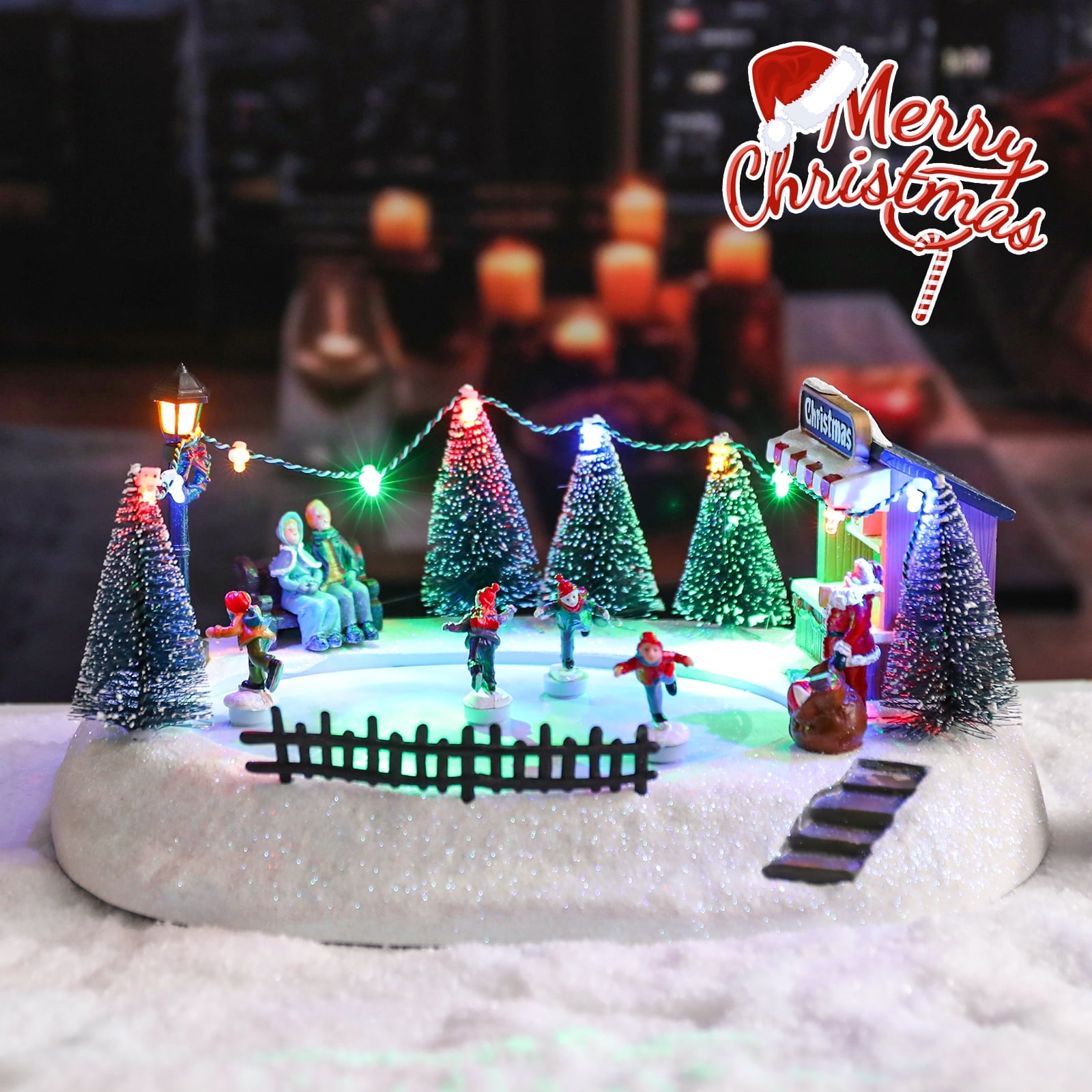 Christmas Village-Christmas Village Skating House Figurines Christmas ...
