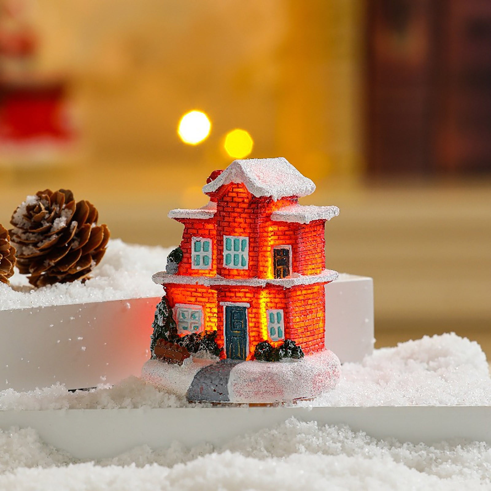 Christmas Village Decorative,Xmas Scene Figurines Decoration,LED ...