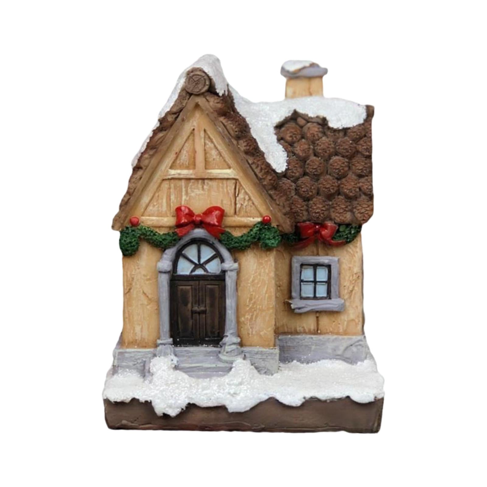 Christmas Village House Cottage Sculpture Resin Material Festive Table ...