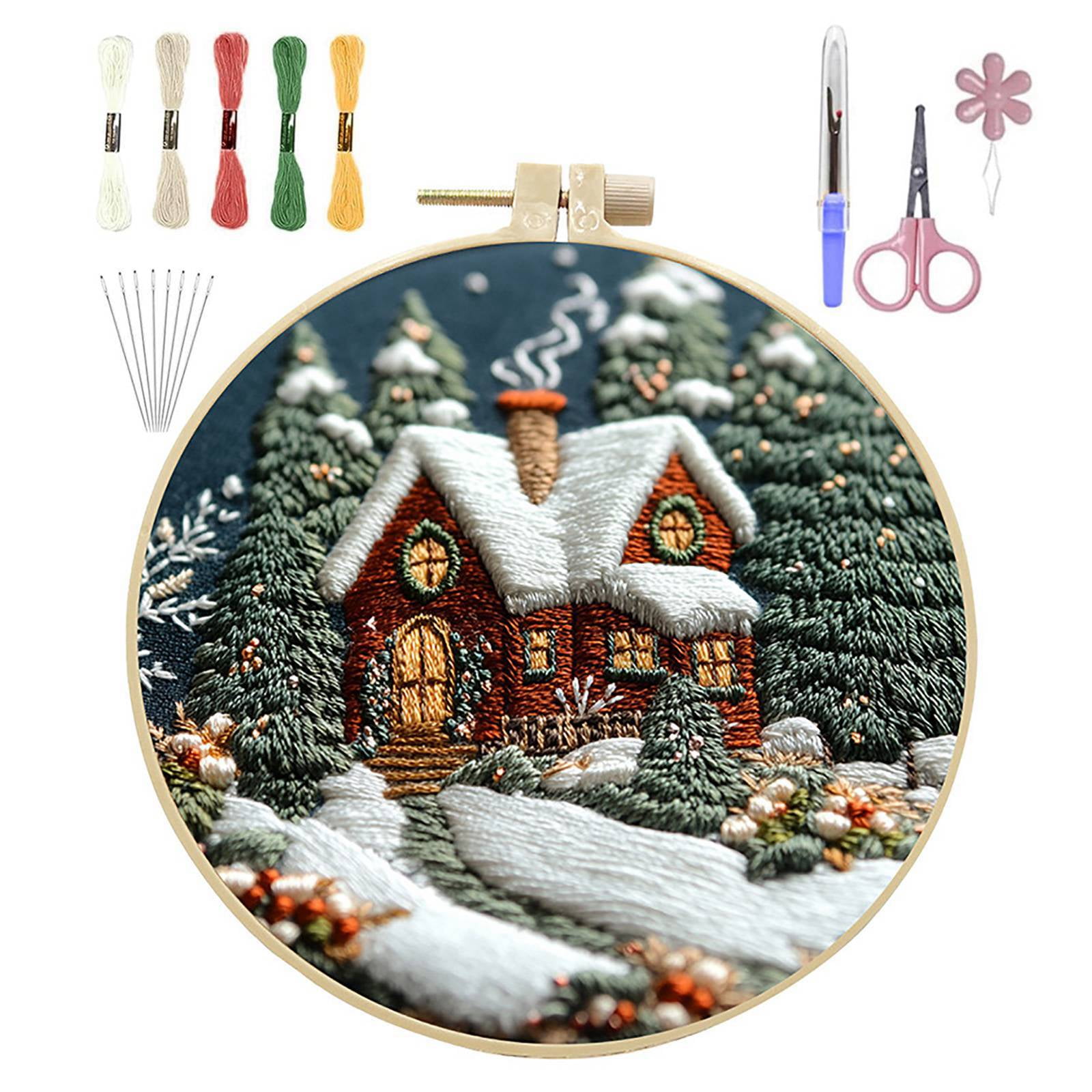 Christmas Village Houses DIY Embroidery Kits for Beginners Arts and ...