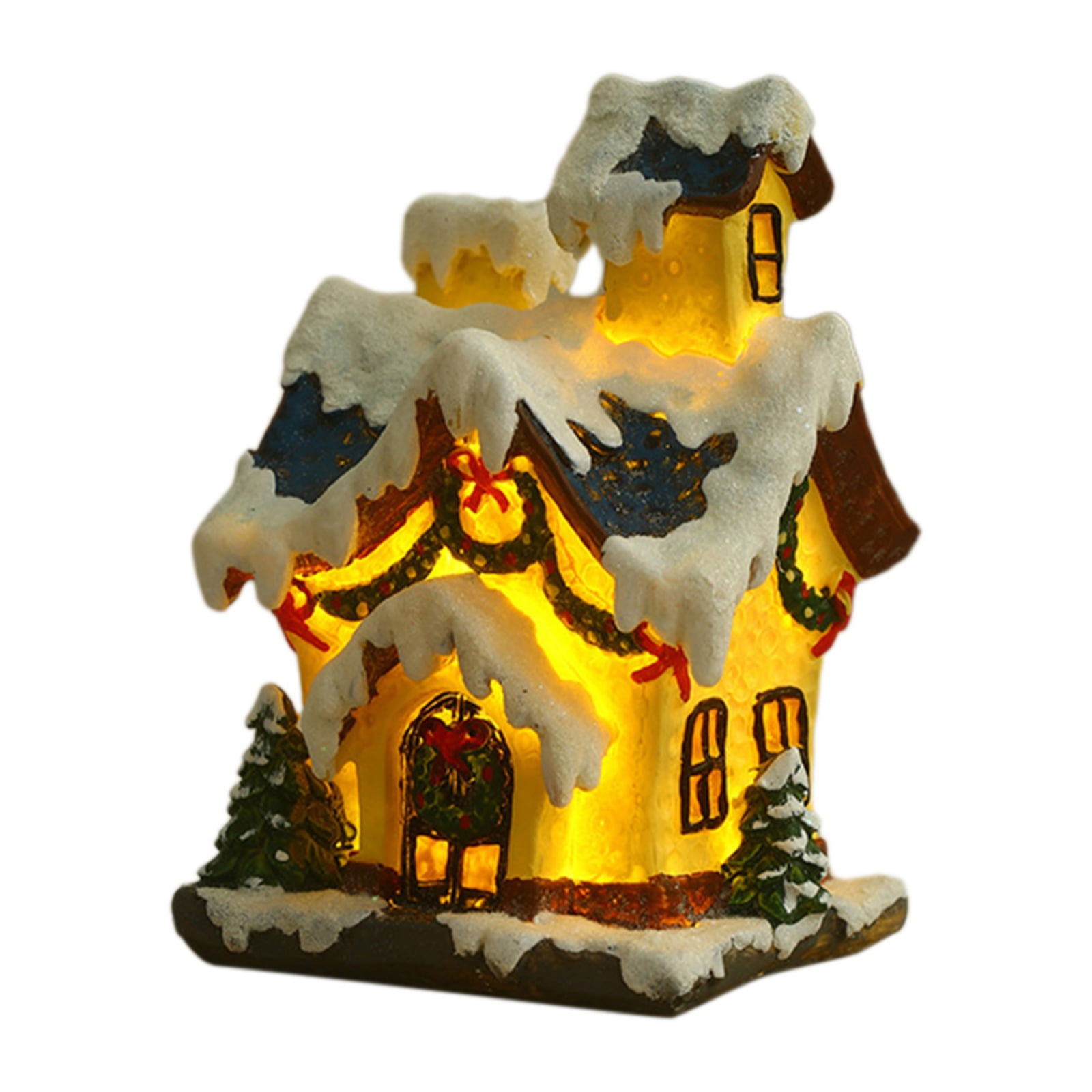 Christmas Village Houses Resin Lighted Christmas House Miniatures ...