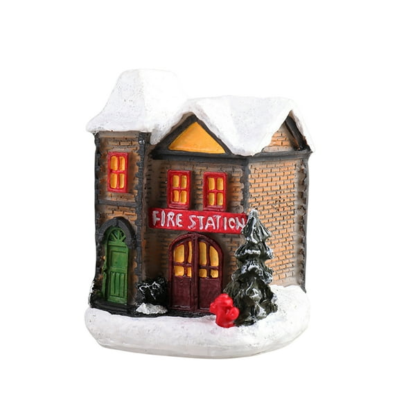 Christmas Village Led Lighted Miniature Fire Station House, Battery ...
